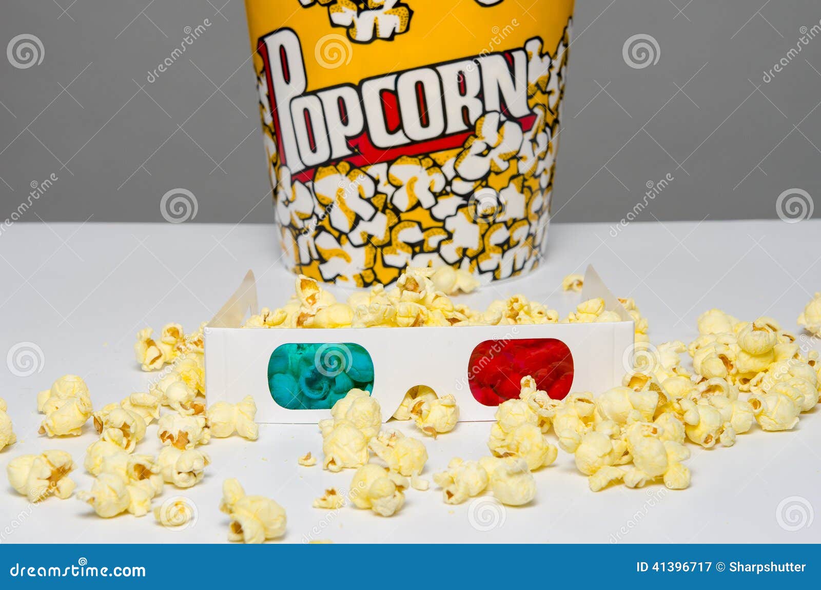 Popcorn Bucket and 3d Glasses Stock Image - Image of flick, butter ...