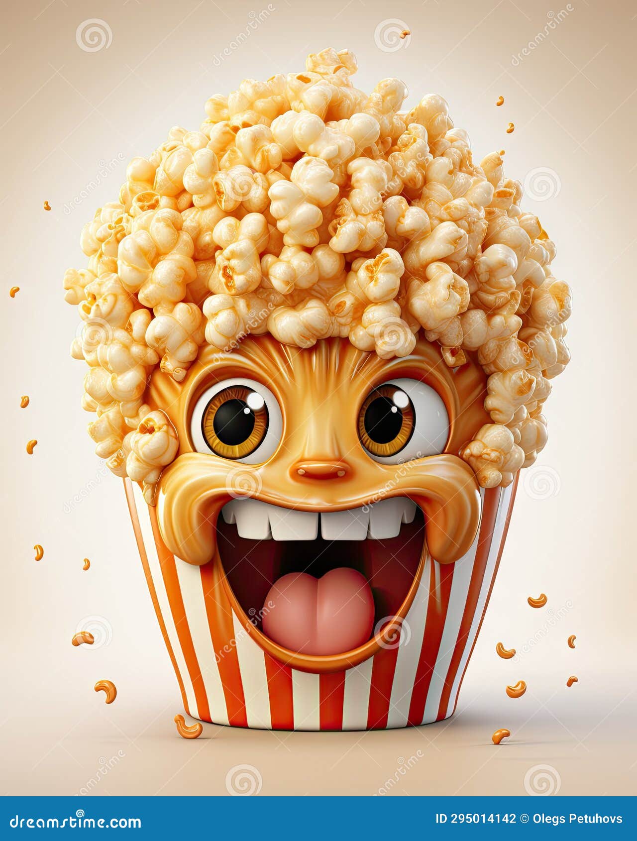 A Popcorn Bucket with a Face Made of Popcorn and Popcorn Kernels ...