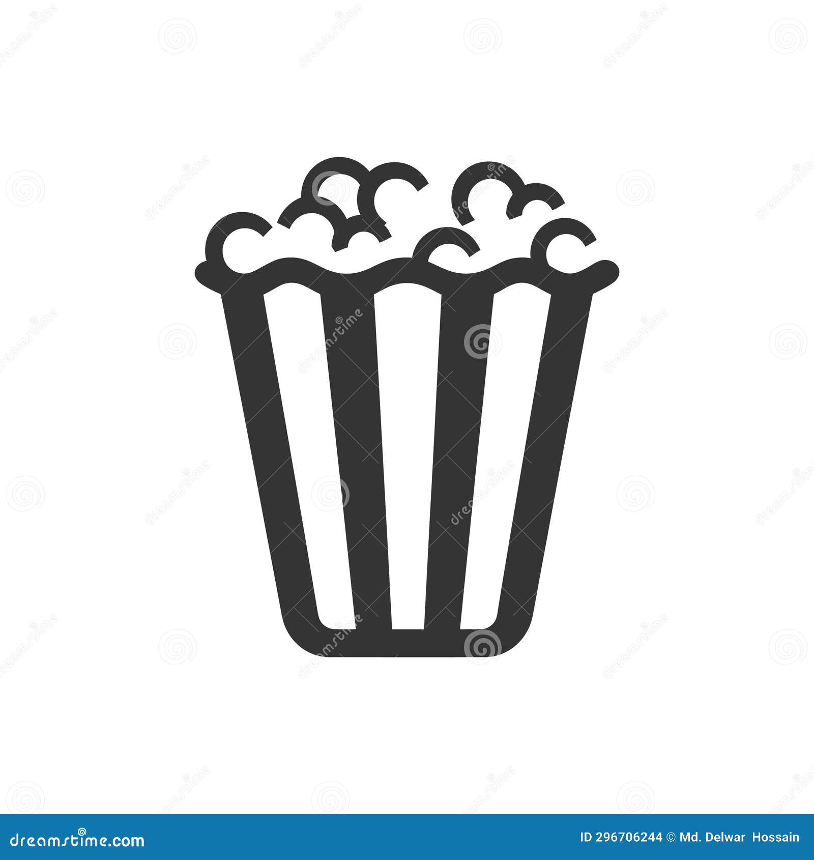 Popcorn Bucket Icon stock vector. Illustration of calligraphy - 296706244