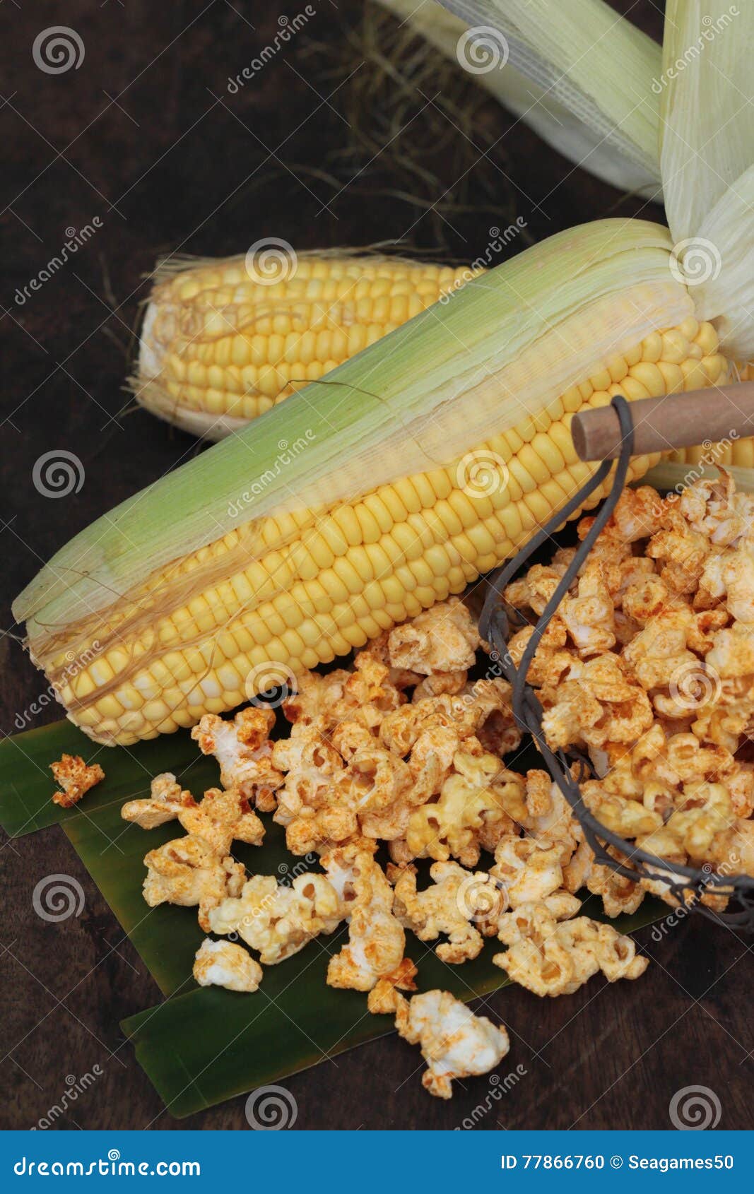 Popcorn with Butter and Fresh Corn Cob. Stock Photo - Image of vintage ...