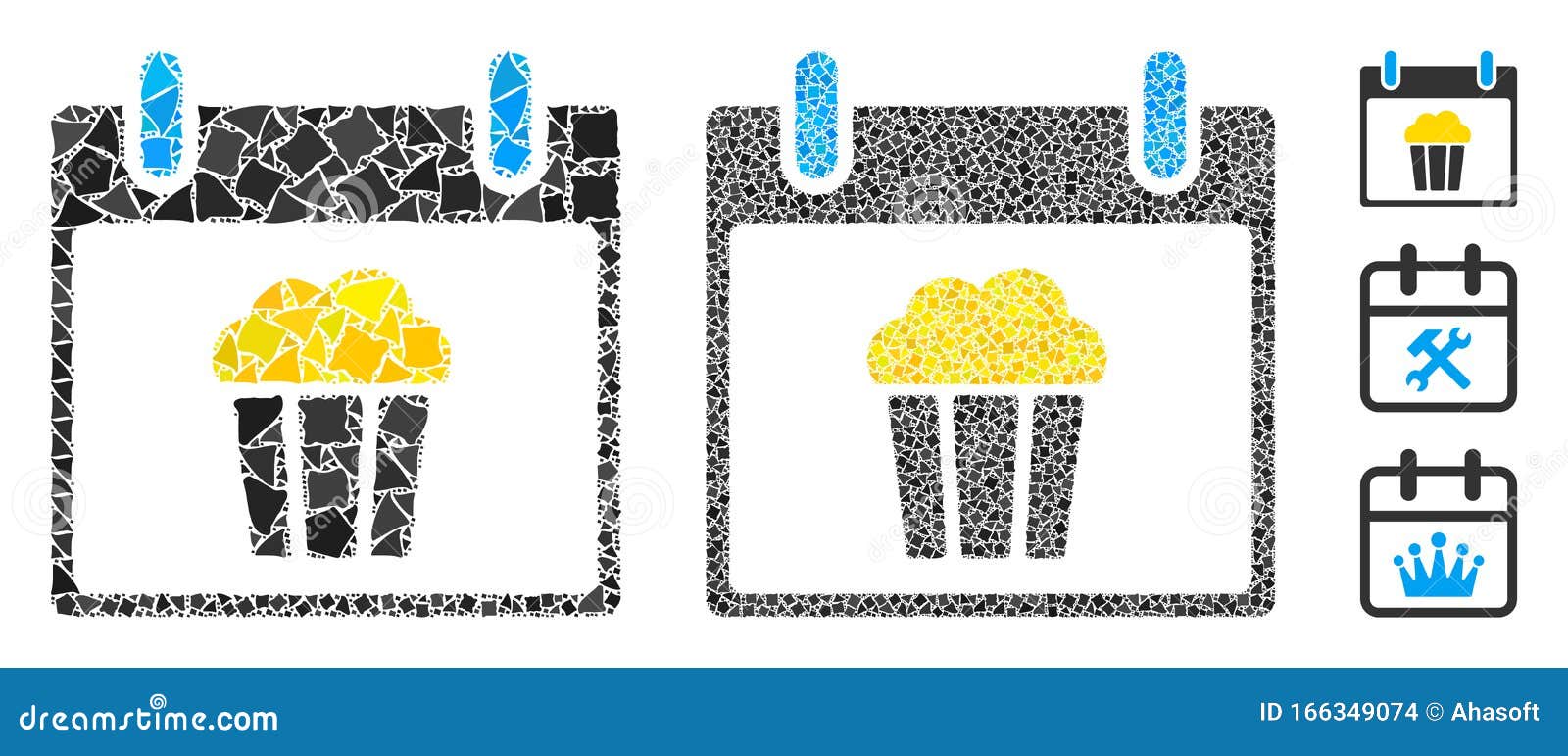 Popcorn Calendar Day Composition Icon of Joggly Elements Stock Vector ...