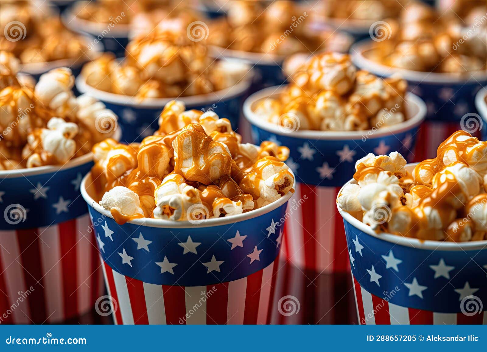 Popcorn with Caramel in American Flag Design Cardbox Container ...