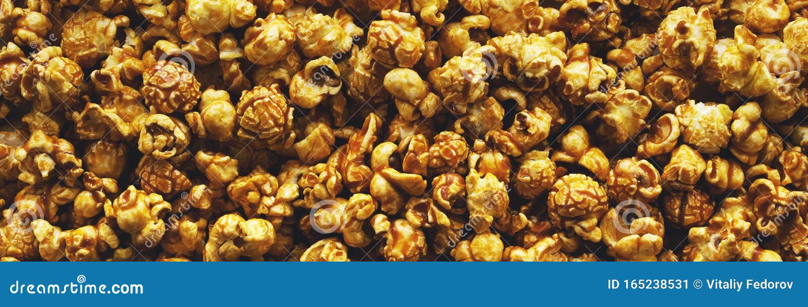 Popcorn in Caramel. Background. Texture. Panorama. Stock Image - Image ...