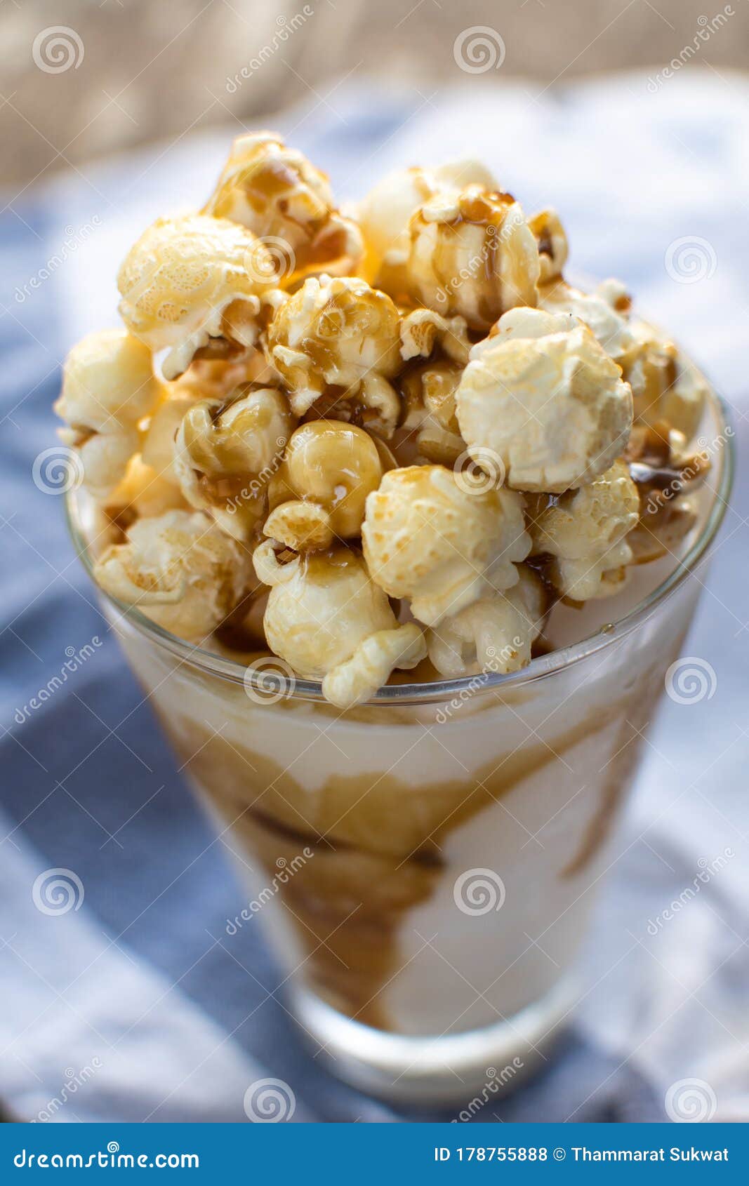 Popcorn caramel milkshake stock photo. Image of morning - 178755888