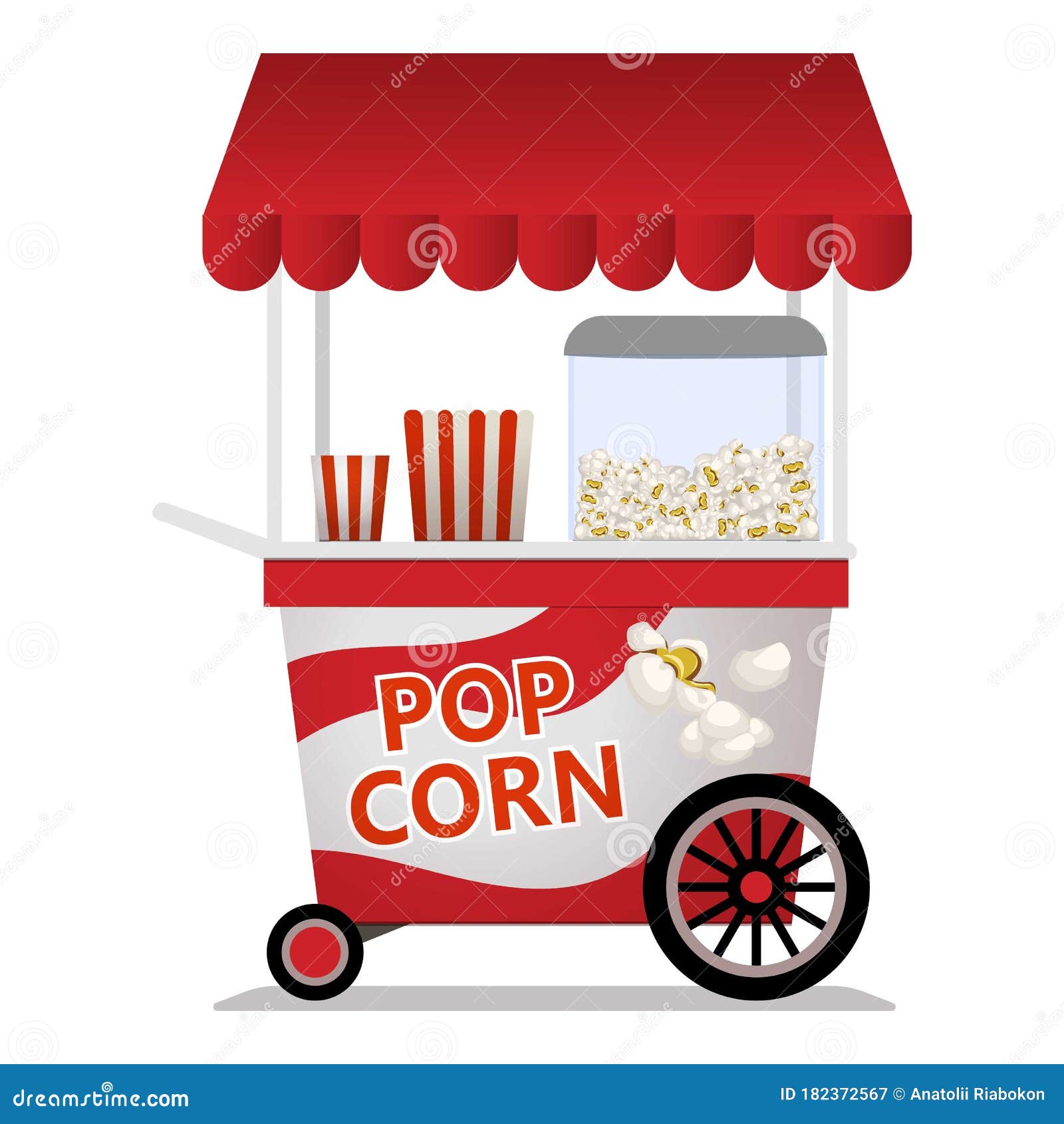 Popcorn Cart Cartoon Vector | CartoonDealer.com #24642953