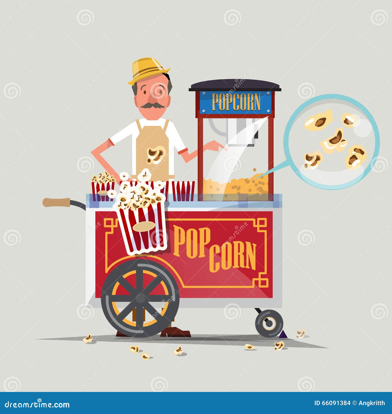Popcorn Cart Cartoon Vector | CartoonDealer.com #24642953