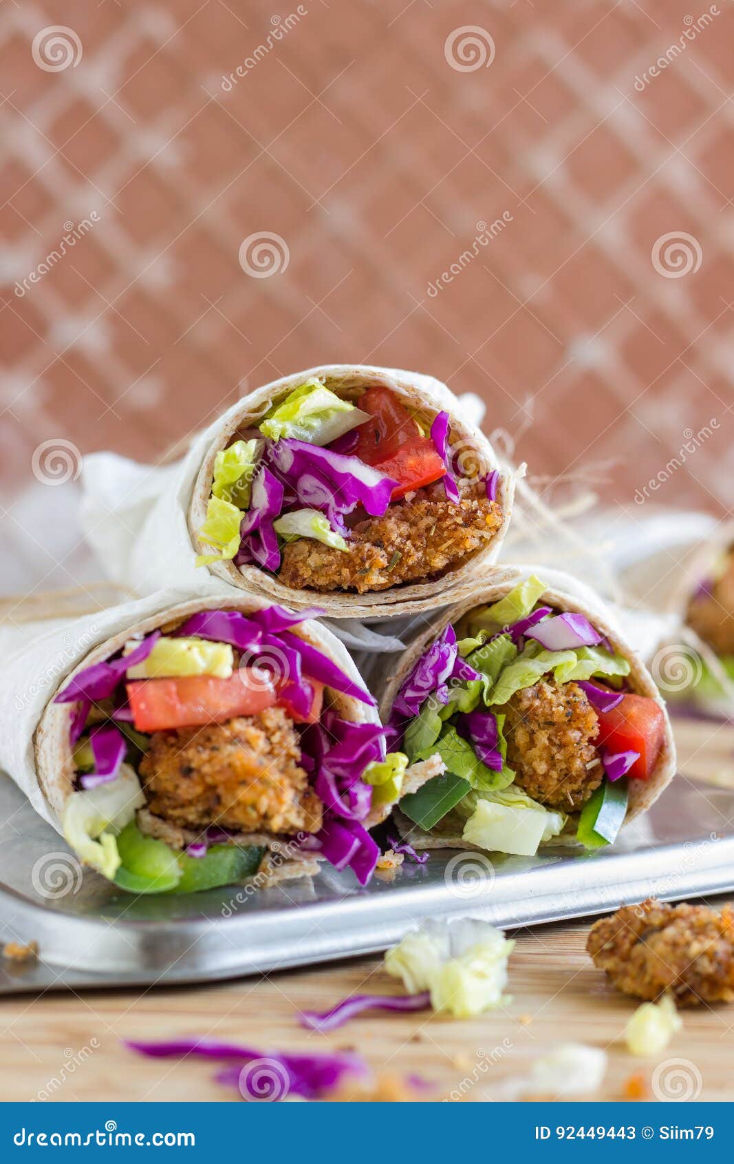 Popcorn Chicken Wraps stock image. Image of lettuce, vegetable - 92449443