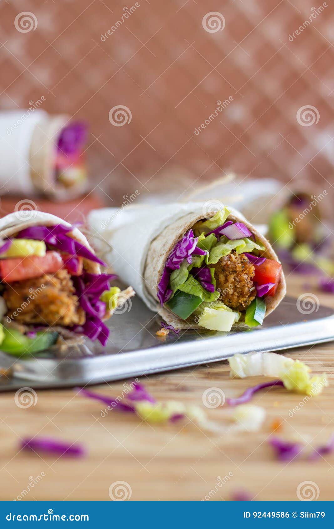 Popcorn Chicken Wraps stock photo. Image of dinner, recipe - 92449586