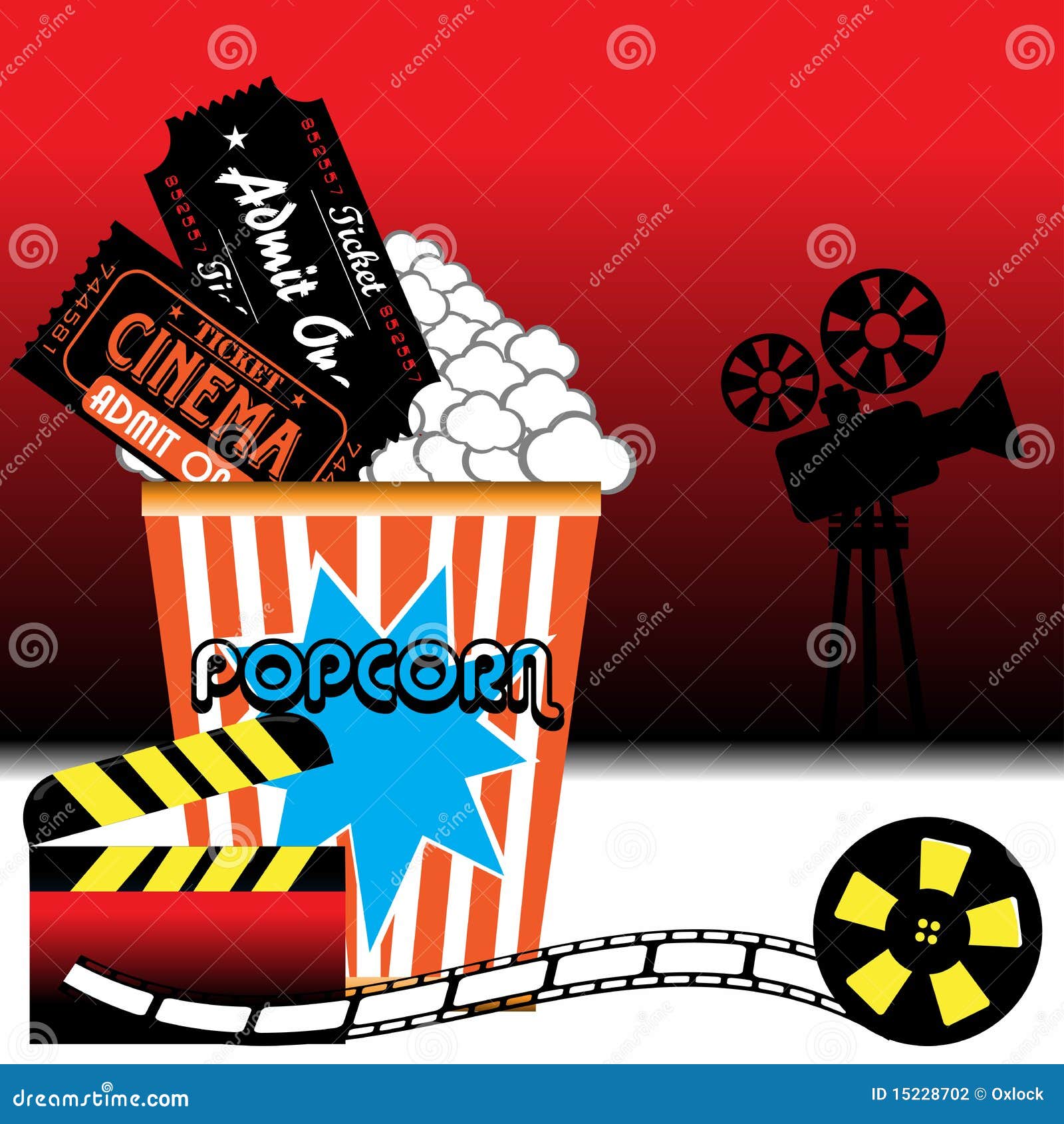 Popcorn and cinema tickets stock vector. Illustration of movie - 15228702