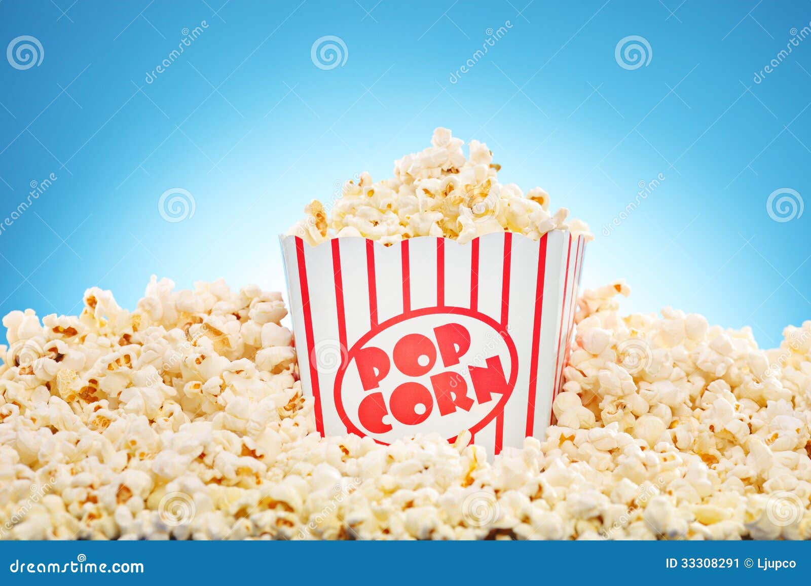 Popcorn in Classic Box Overflowing with Freshly Popped Corn Stock Image ...