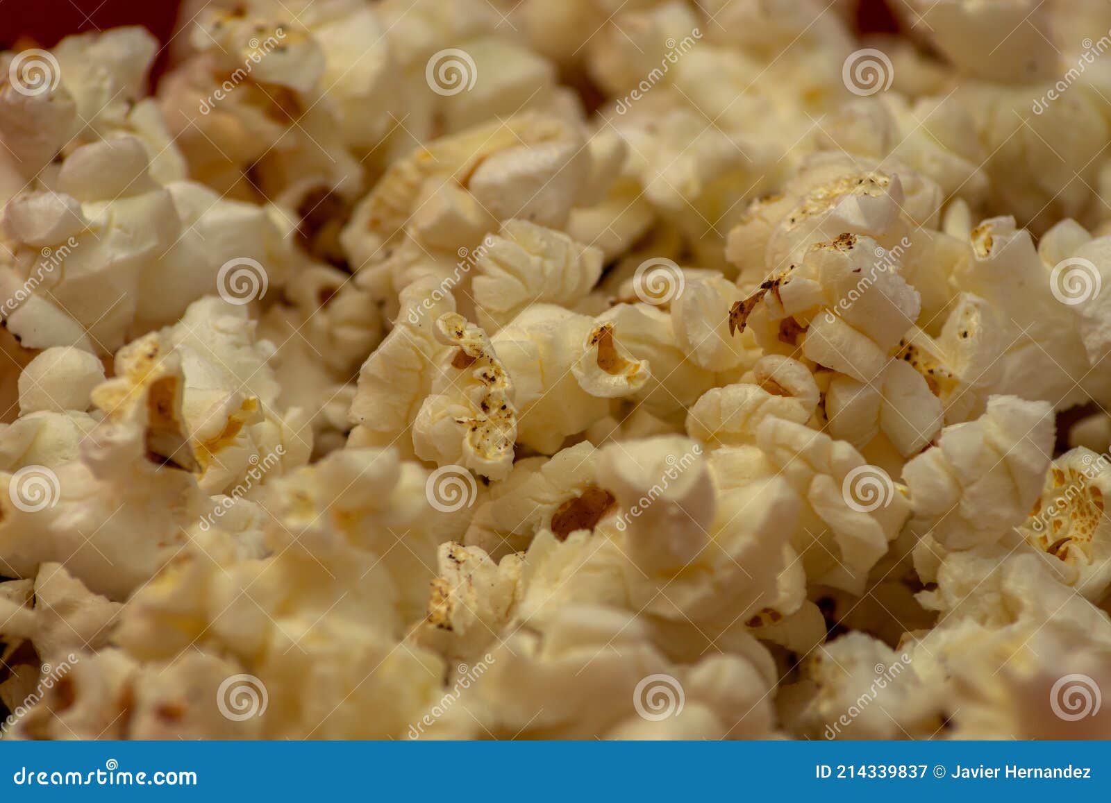 Popcorn close up shot stock image. Image of snack, salted - 214339837