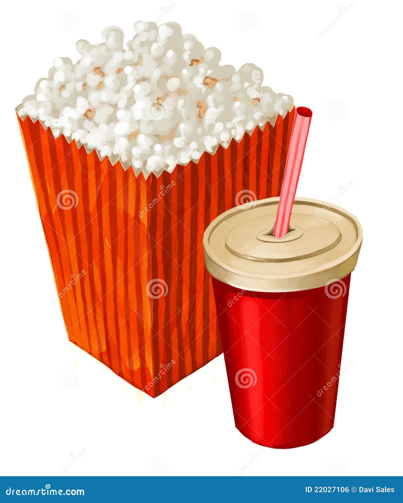 Popcorn and cola stock illustration. Illustration of tasty - 22027106