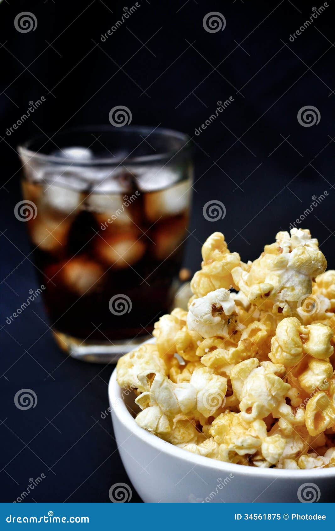 Popcorn and cola stock image. Image of kernel, liquid - 34561875