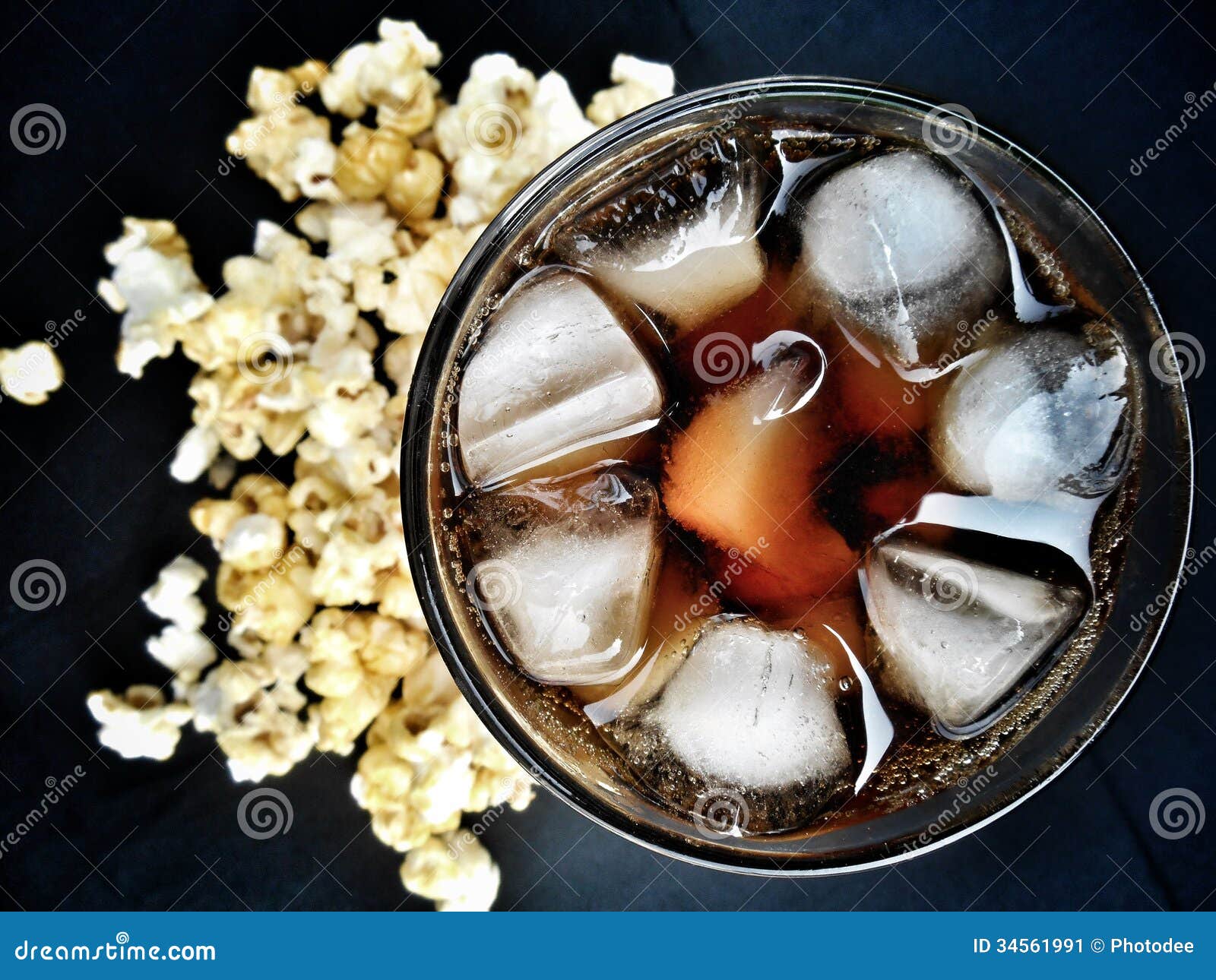 Popcorn and cola stock image. Image of bowl, background - 34561991