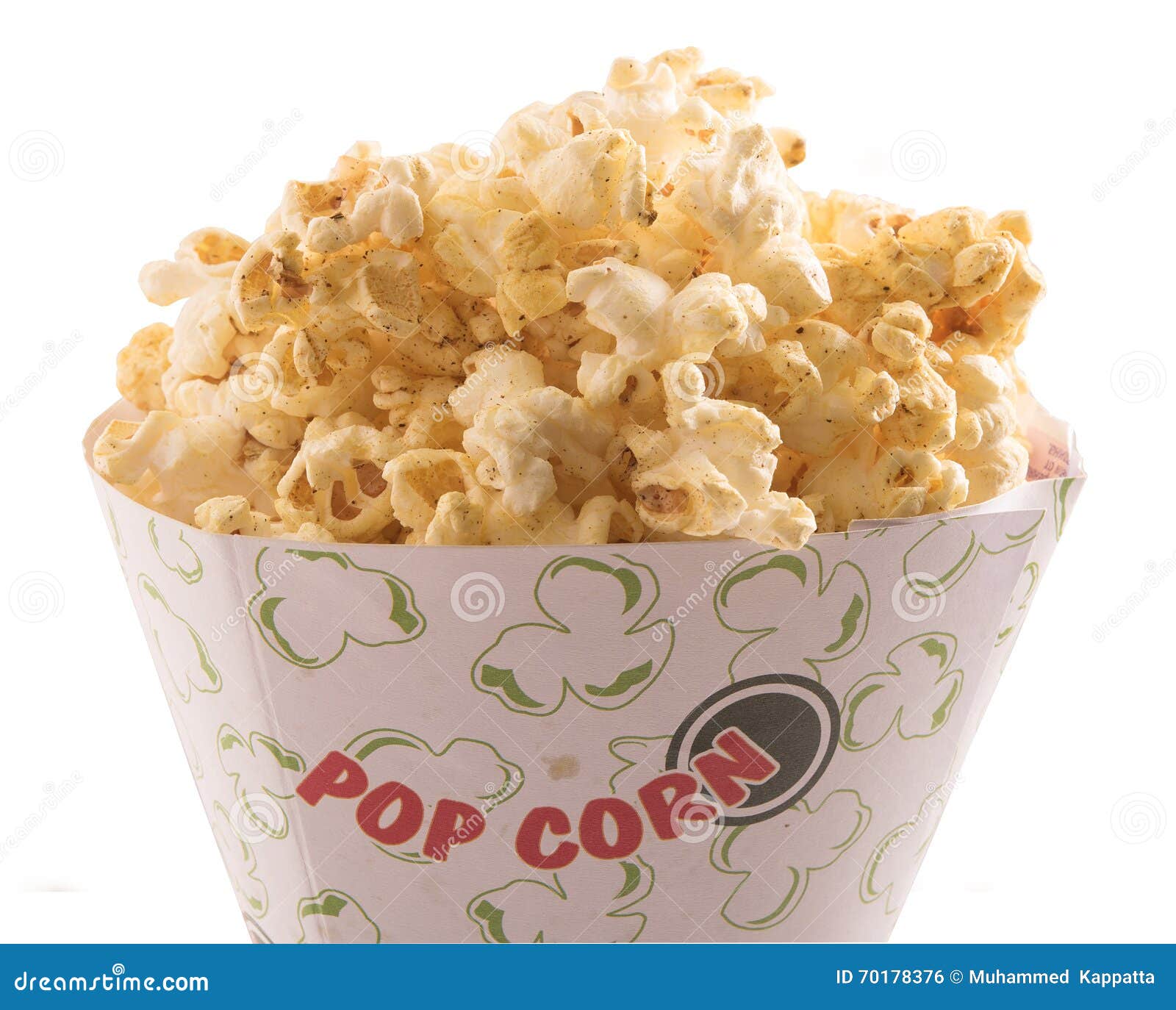 Popcorn in a Container Isolated on White Background Stock Photo - Image ...