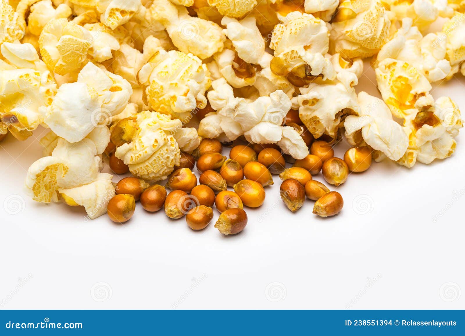 Popcorn with corn grains stock photo. Image of heap - 238551394