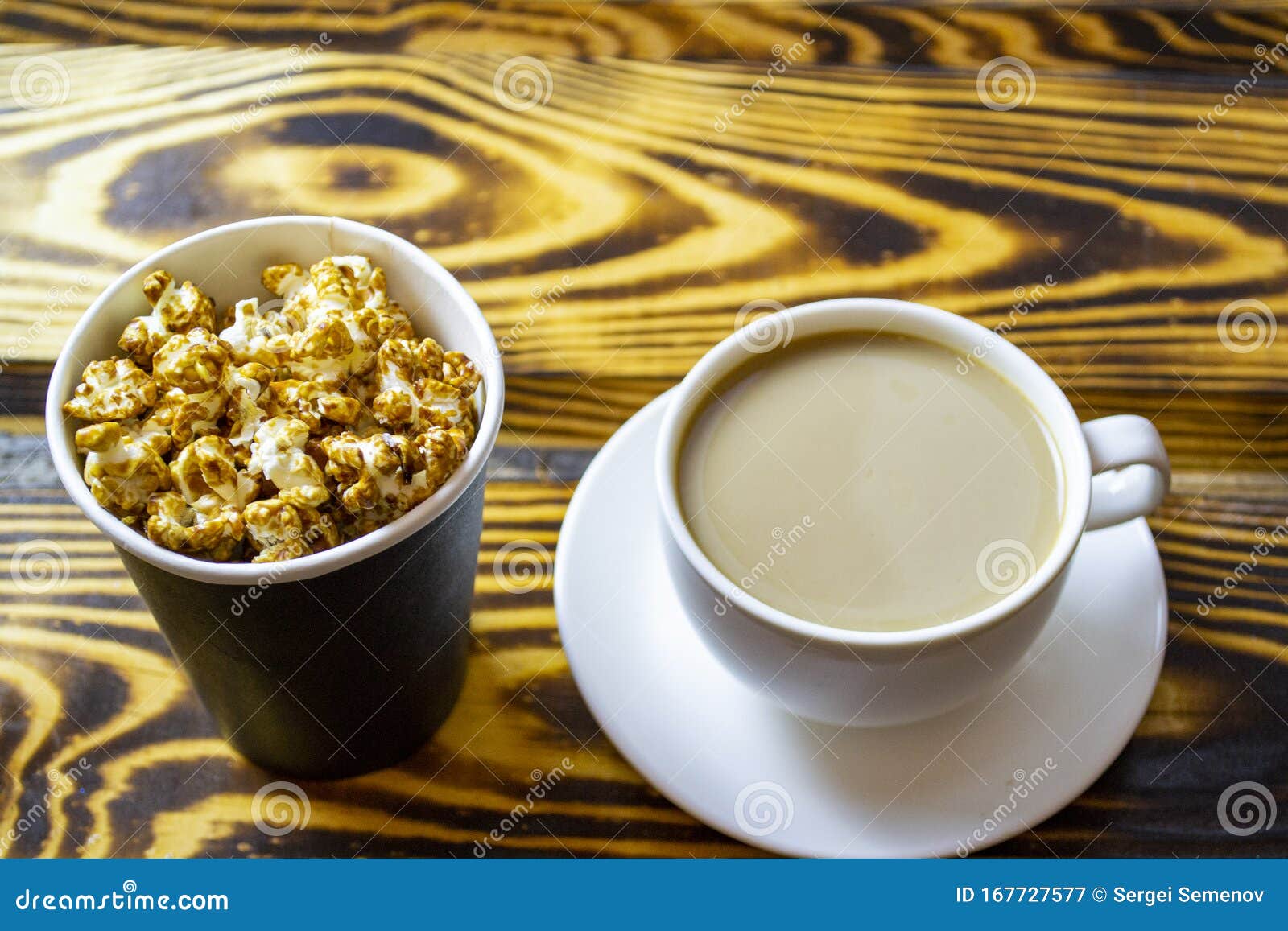Cup of coffee with cookies stock image. Image of popcorn - 167727577