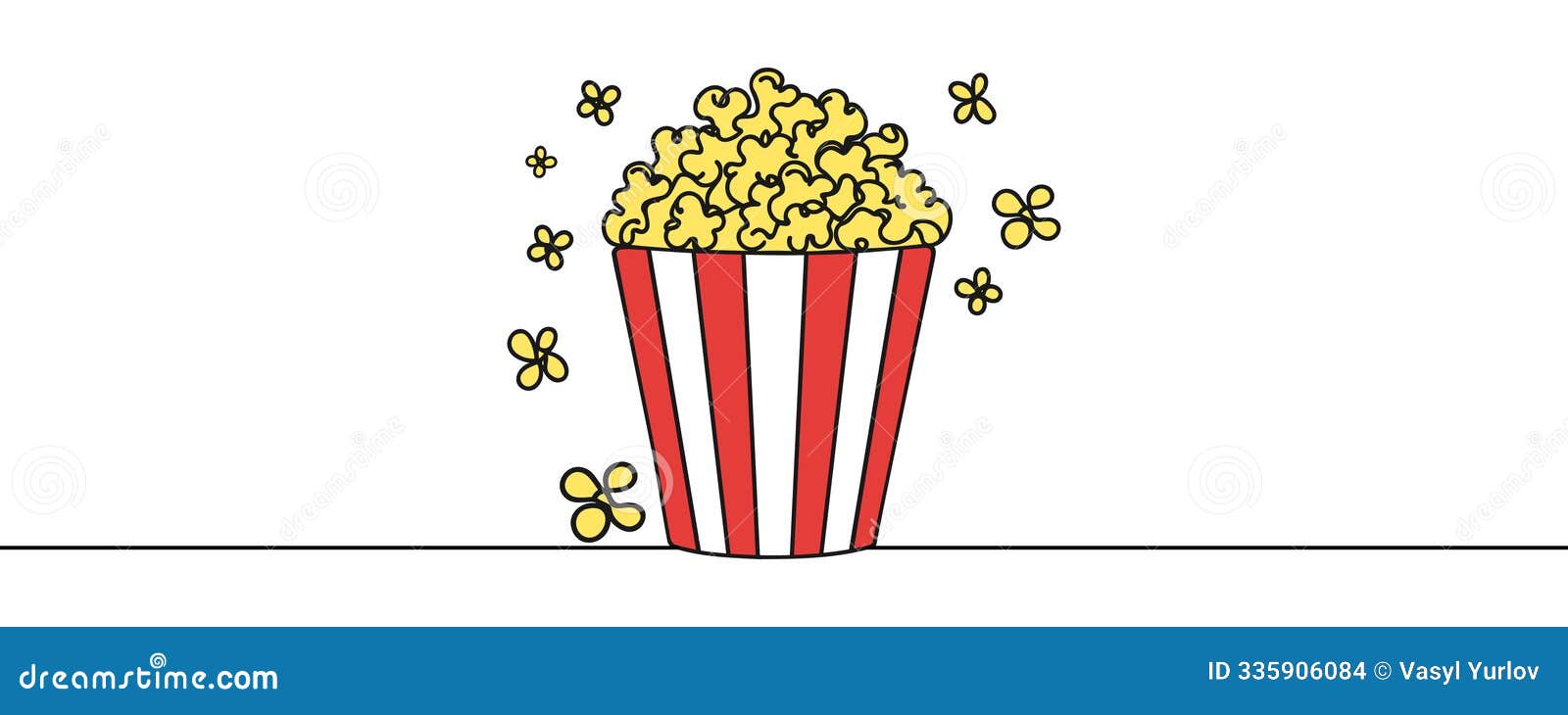 Popcorn in a Cup Continuous One Line Drawing Stock Vector ...