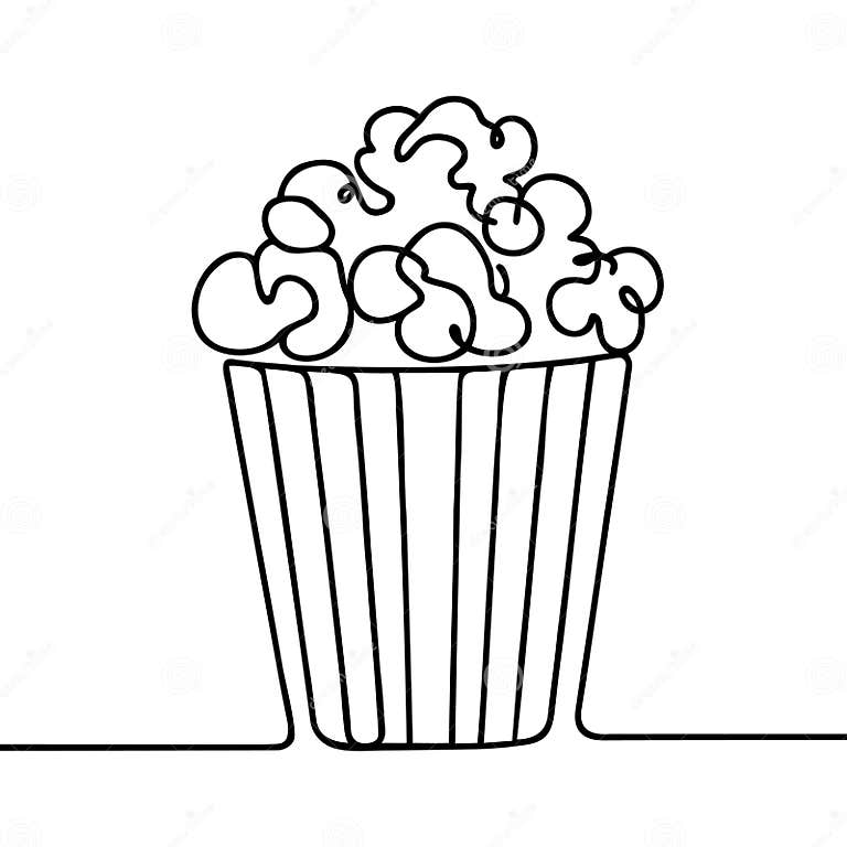 Popcorn in a Cup Continuous One Line Drawing. Vector Illustration ...
