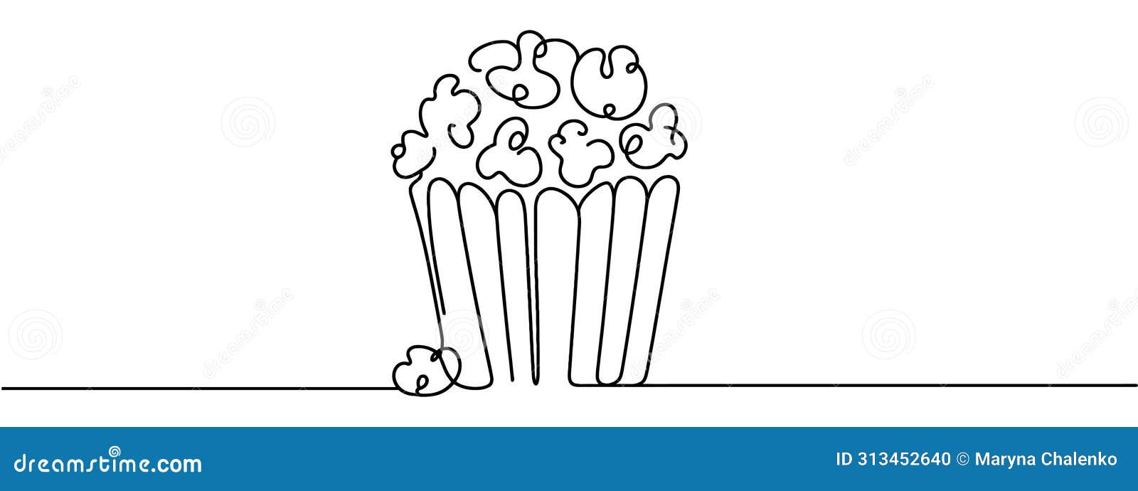 Popcorn in a Cup Continuous One Line Drawing. Vector ...