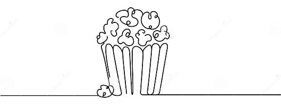 Popcorn in a Cup Continuous One Line Drawing. Vector ...