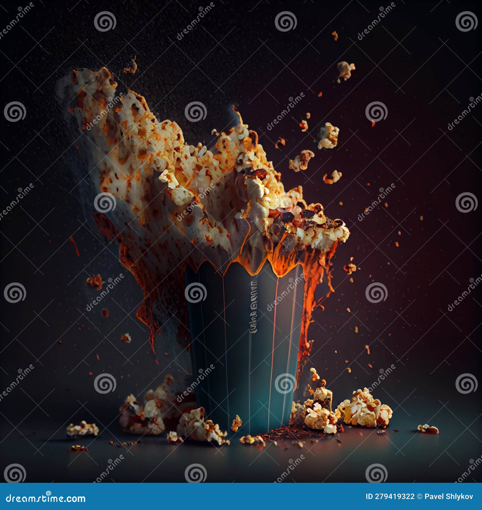 Popcorn Exploding from Inside the Popcorn Box Stock Illustration ...