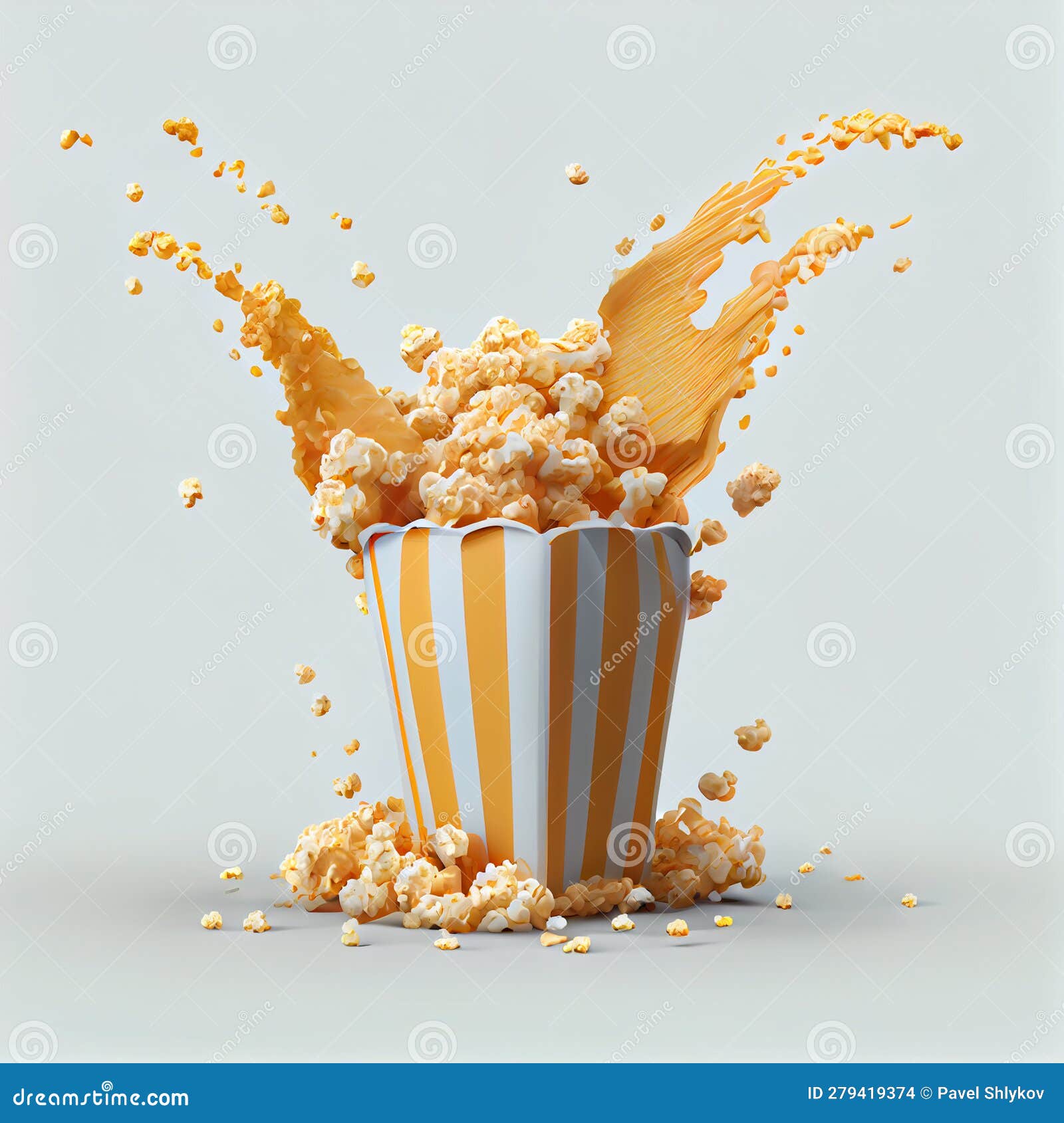 Popcorn Exploding from Inside the Popcorn Box Stock Illustration ...