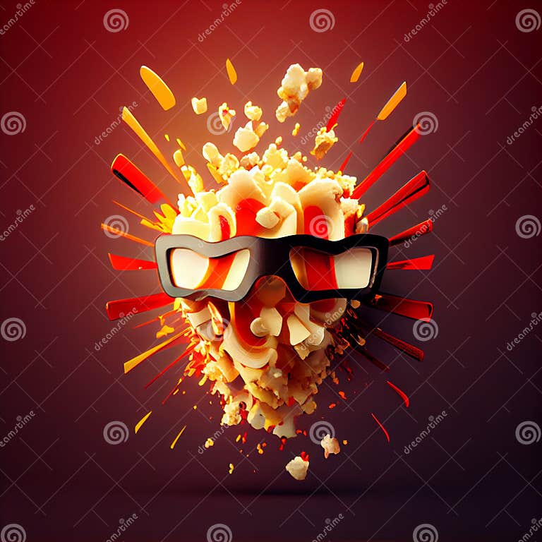 Popcorn Exploding from Inside the Popcorn Box Stock Illustration ...