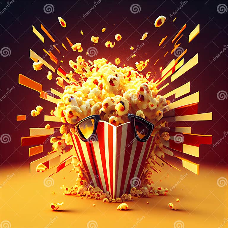 Popcorn Exploding from Inside the Popcorn Box Stock Illustration ...