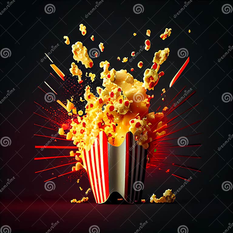 Popcorn Exploding from Inside the Popcorn Box Stock Illustration ...