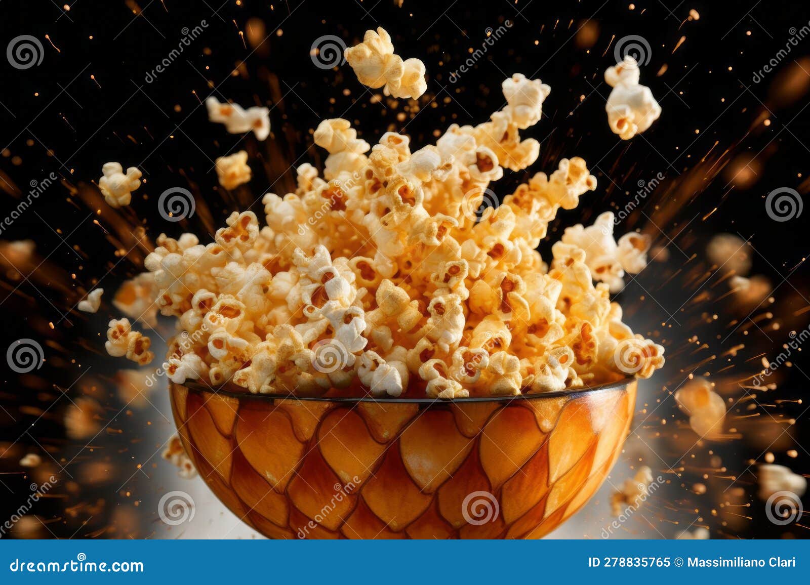 Popcorn Exploding from a Pan, with Kernels Flying in All Directions ...
