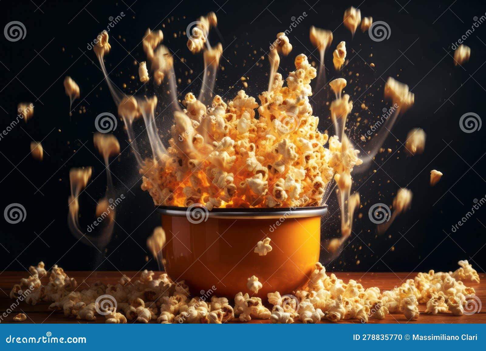 Popcorn Exploding from a Pan, with Kernels Flying in All Directions ...