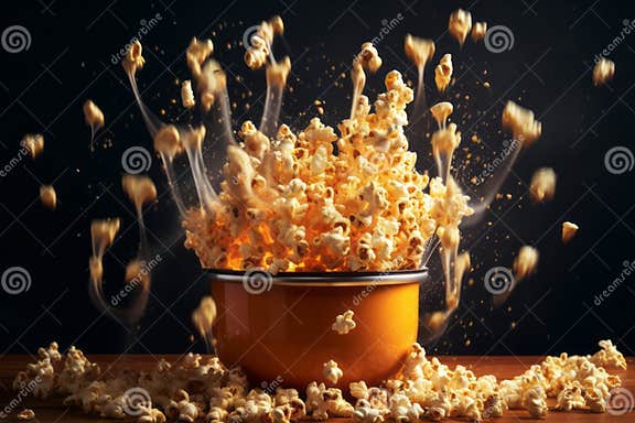 Popcorn Exploding from a Pan, with Kernels Flying in All Directions ...