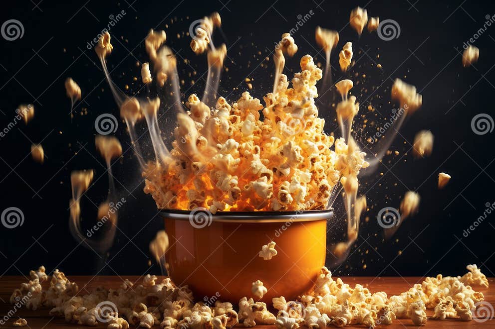 Popcorn Exploding from a Pan, with Kernels Flying in All Directions ...