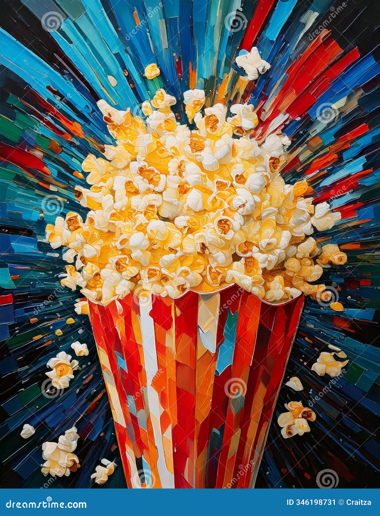 Popcorn Explosion. AI Generated Royalty-Free Illustration ...