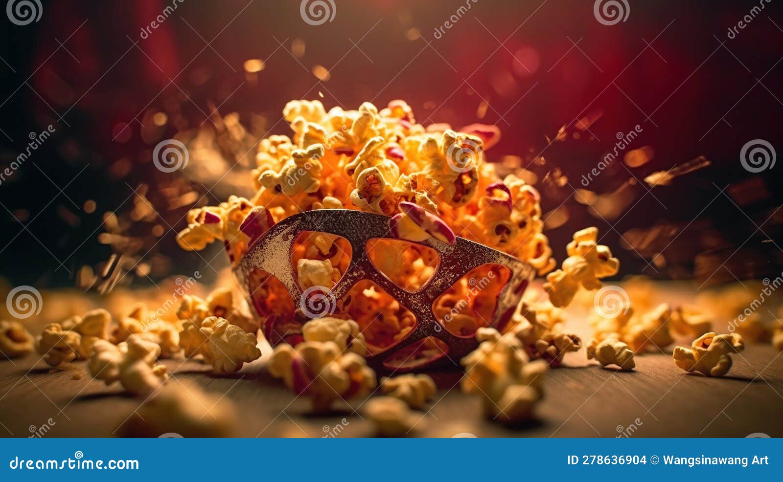 Popcorn Explosion, Generated Ai Image Stock Illustration - Illustration ...
