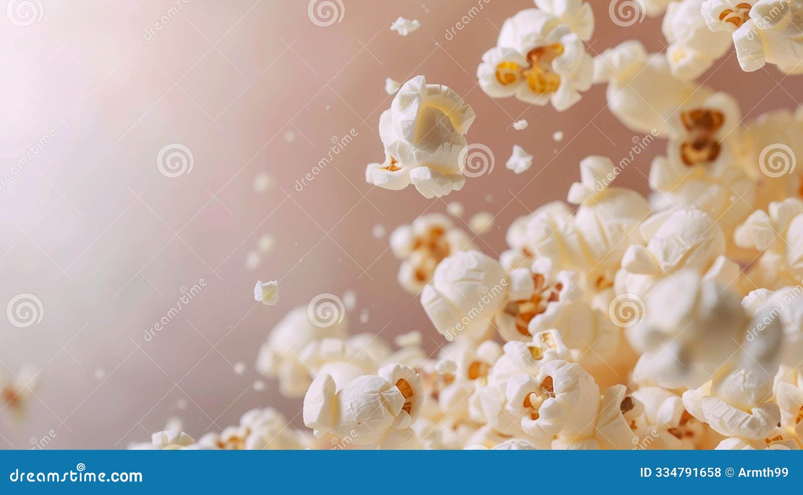 Popcorn Falling into the Air on a Bokeh Background Stock Illustration ...