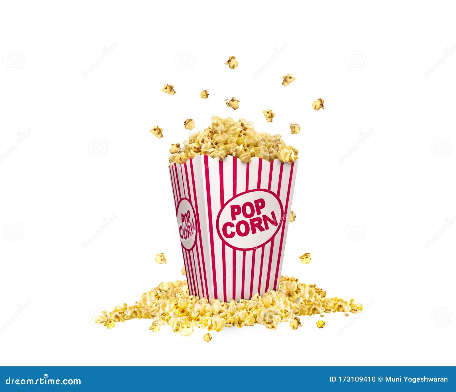 Popcorn Falling Popcorn Box Isolated on White Background 1 Stock ...