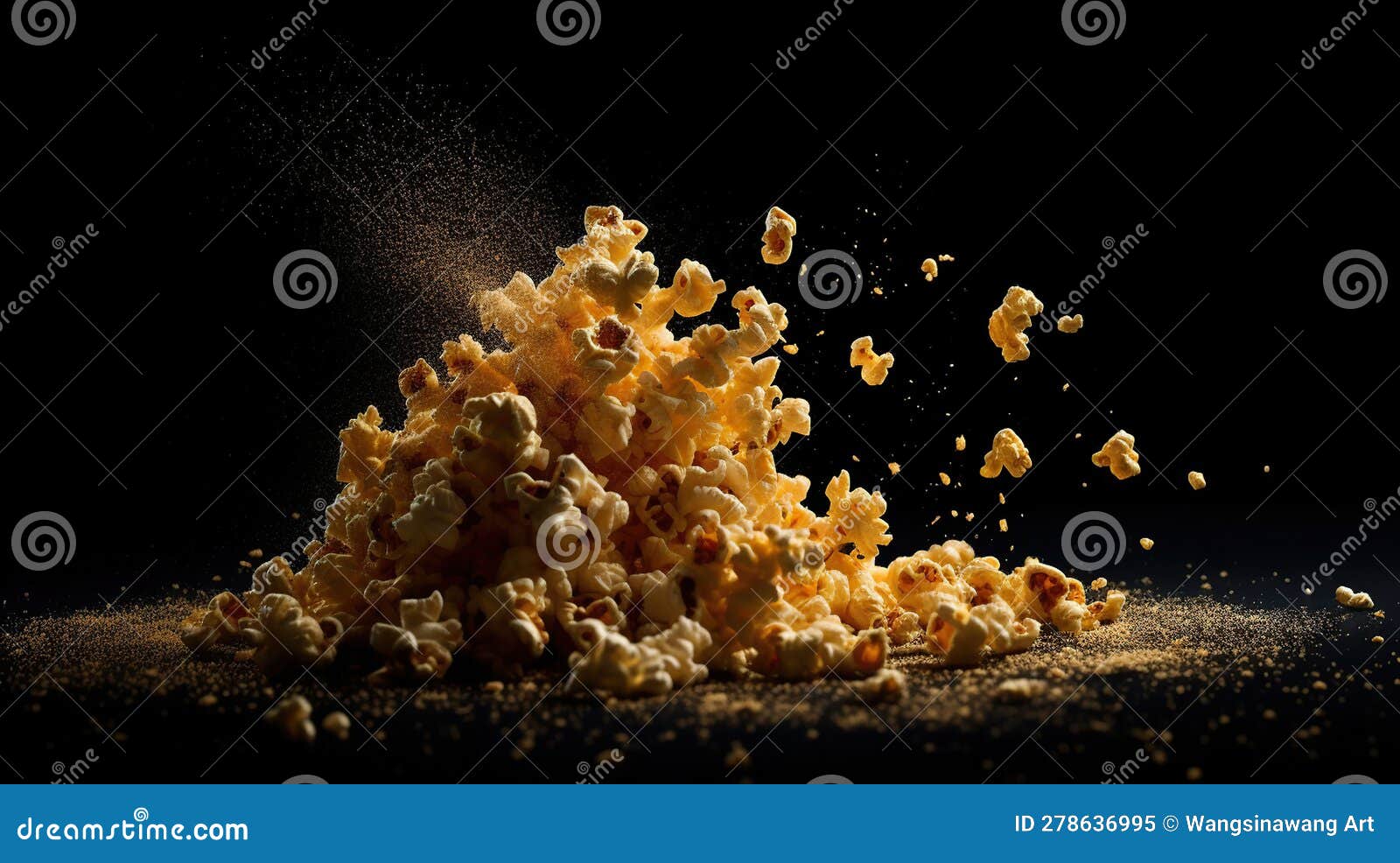 Popcorn Falling, Generated Ai Image Stock Illustration - Illustration ...