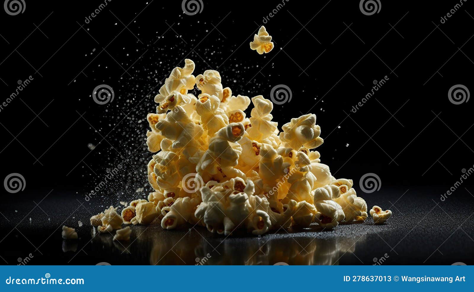 Popcorn Falling, Generated Ai Image Stock Illustration - Illustration ...