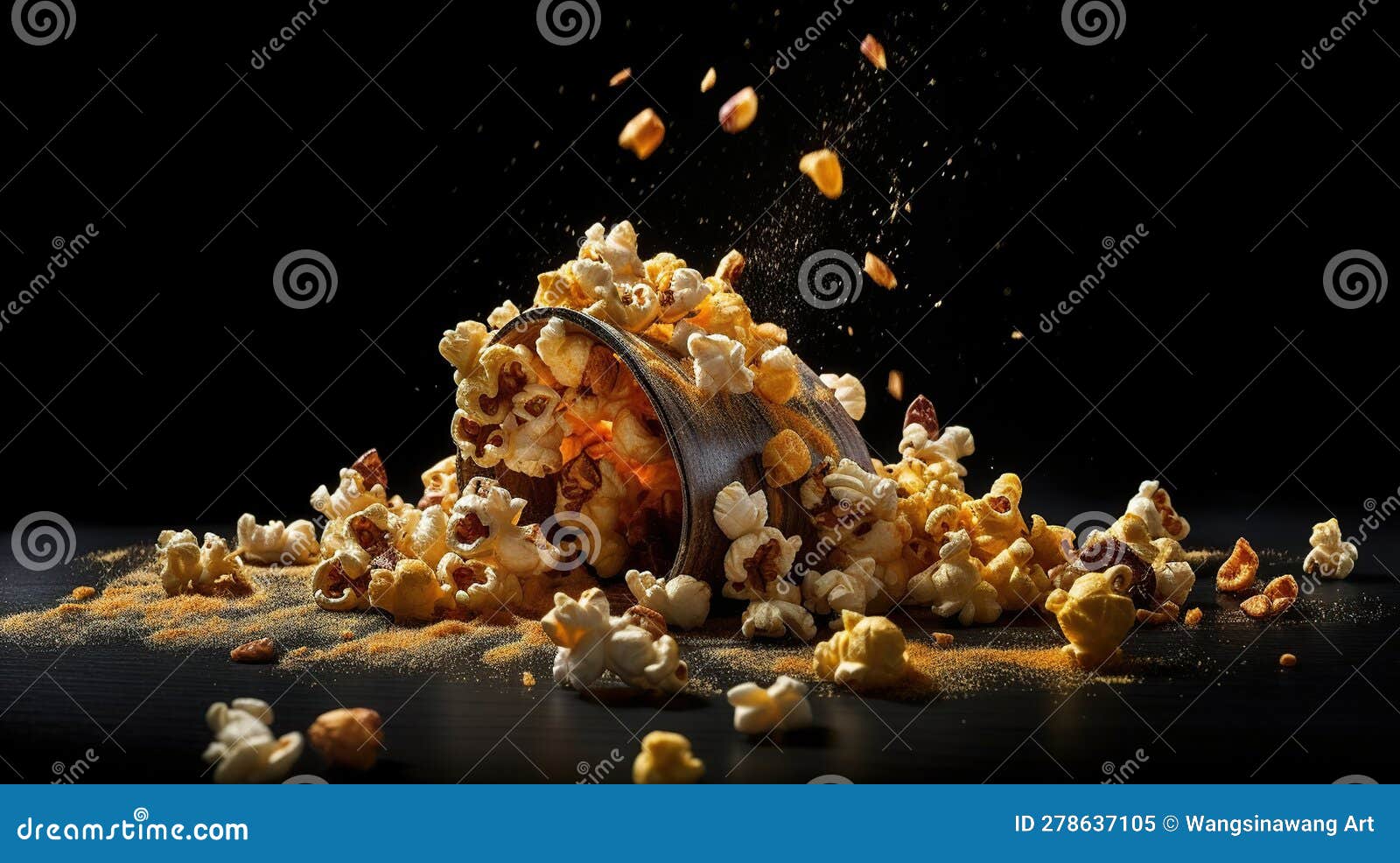 Popcorn Falling, Generated Ai Image Stock Illustration - Illustration ...