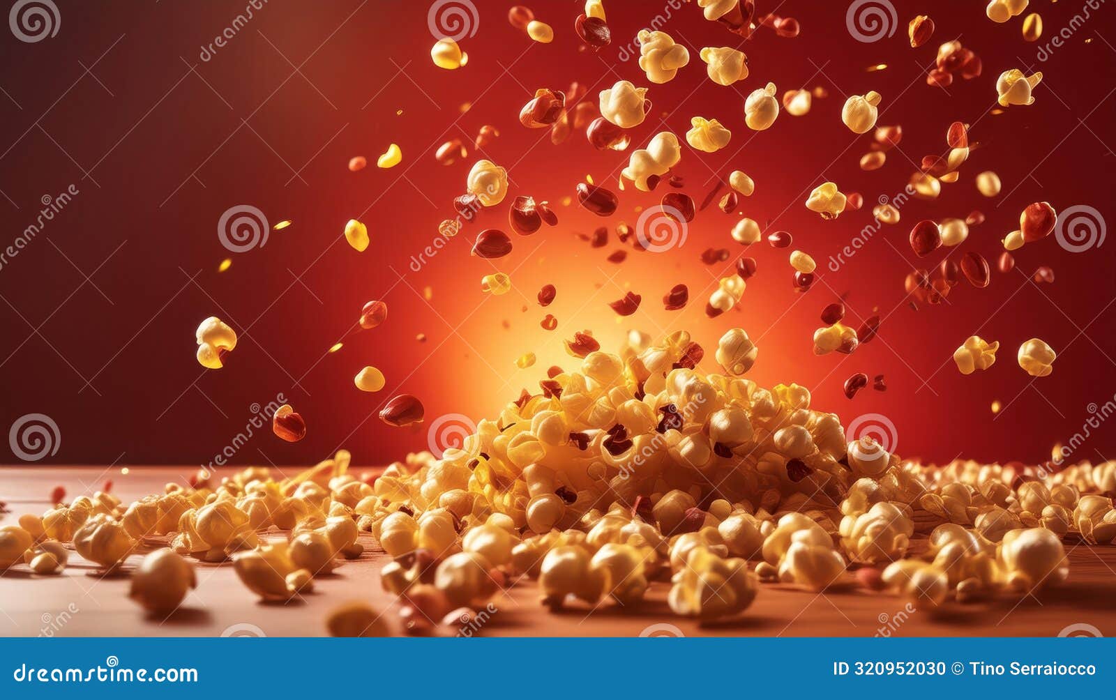Popcorn Falls on Red, Bringing Vibrant Color To the Scene Stock ...