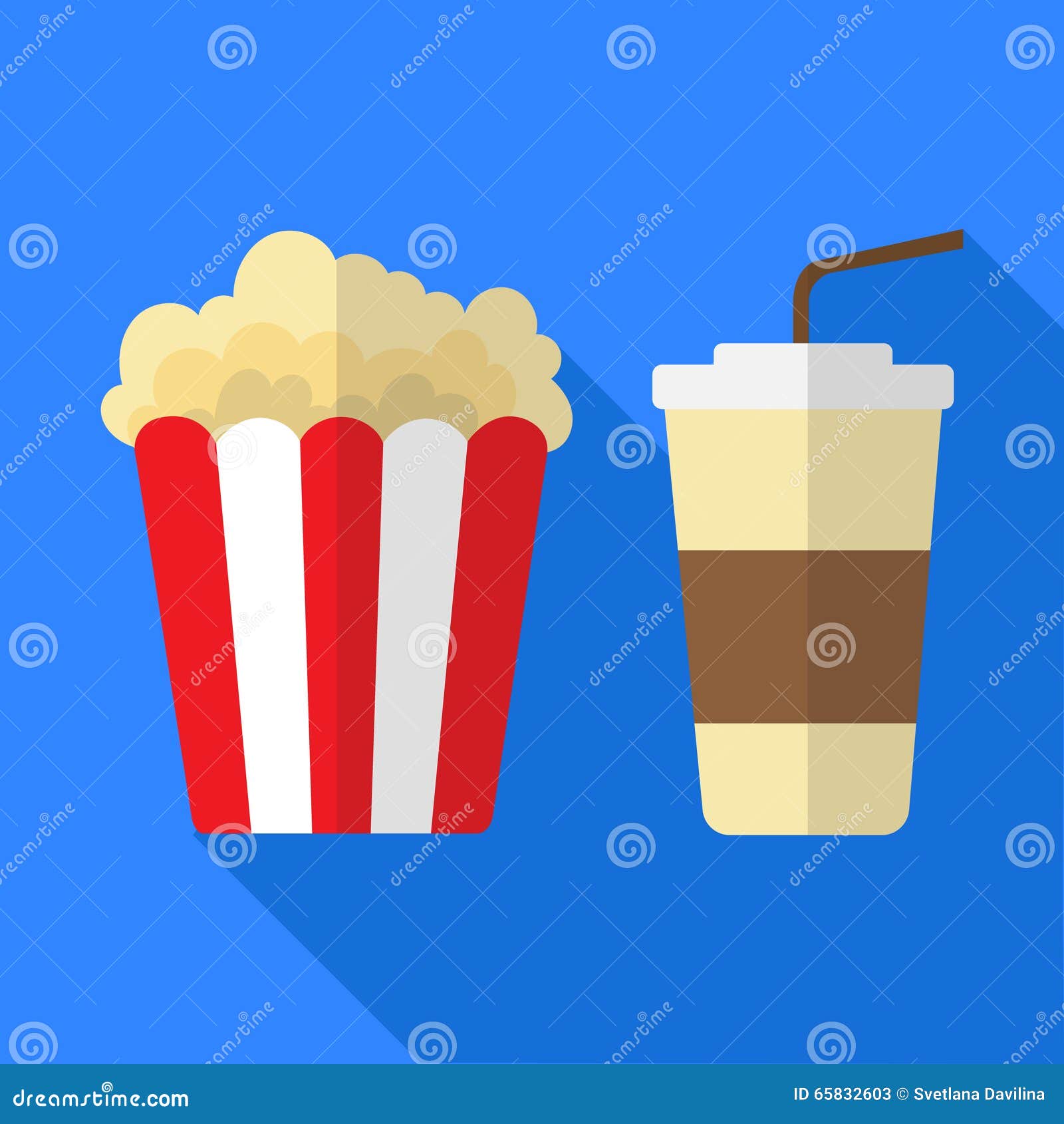 Popcorn and fizzy drink stock vector. Illustration of bucket - 65832603