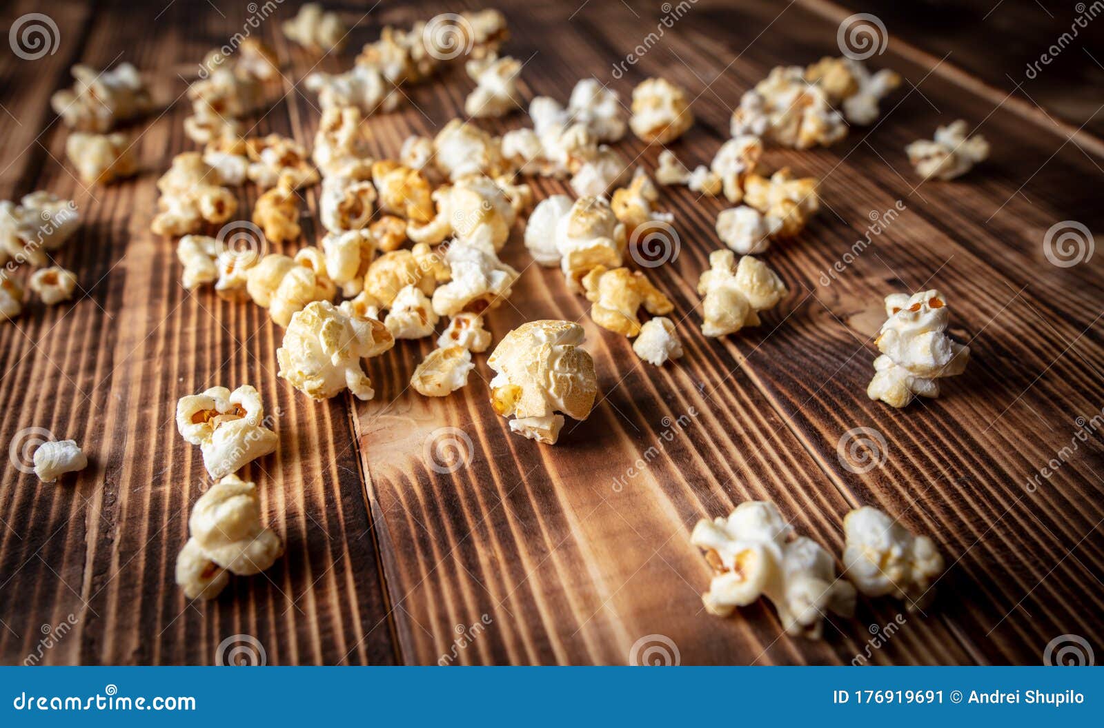 Popcorn Flakes on a Wooden Background Stock Image - Image of wooden ...