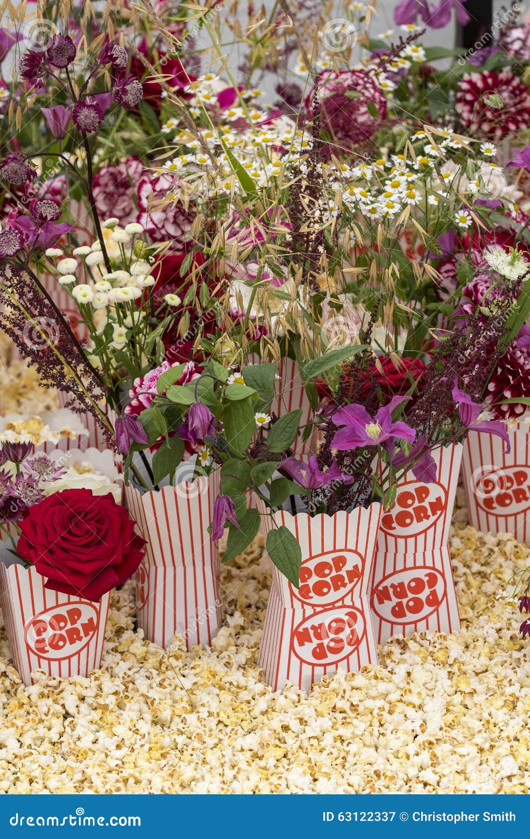 Popcorn Flower arrangement stock image. Image of movies - 63122337