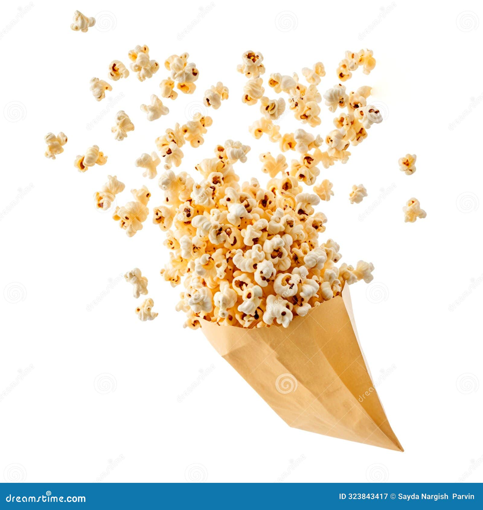 Popcorn Flying, Isolated on White Background Stock Illustration ...