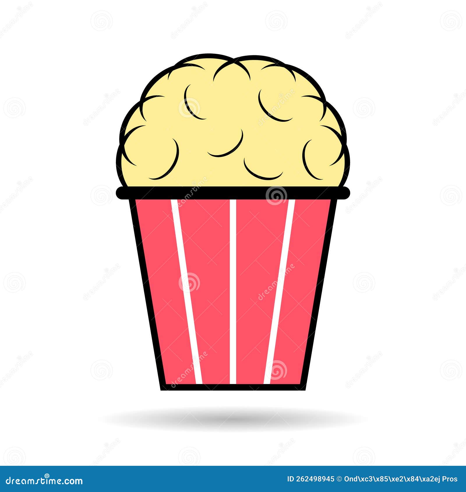 Popcorn Food Design Shadow Icon, Web Corn Box Snack Flat Vector ...