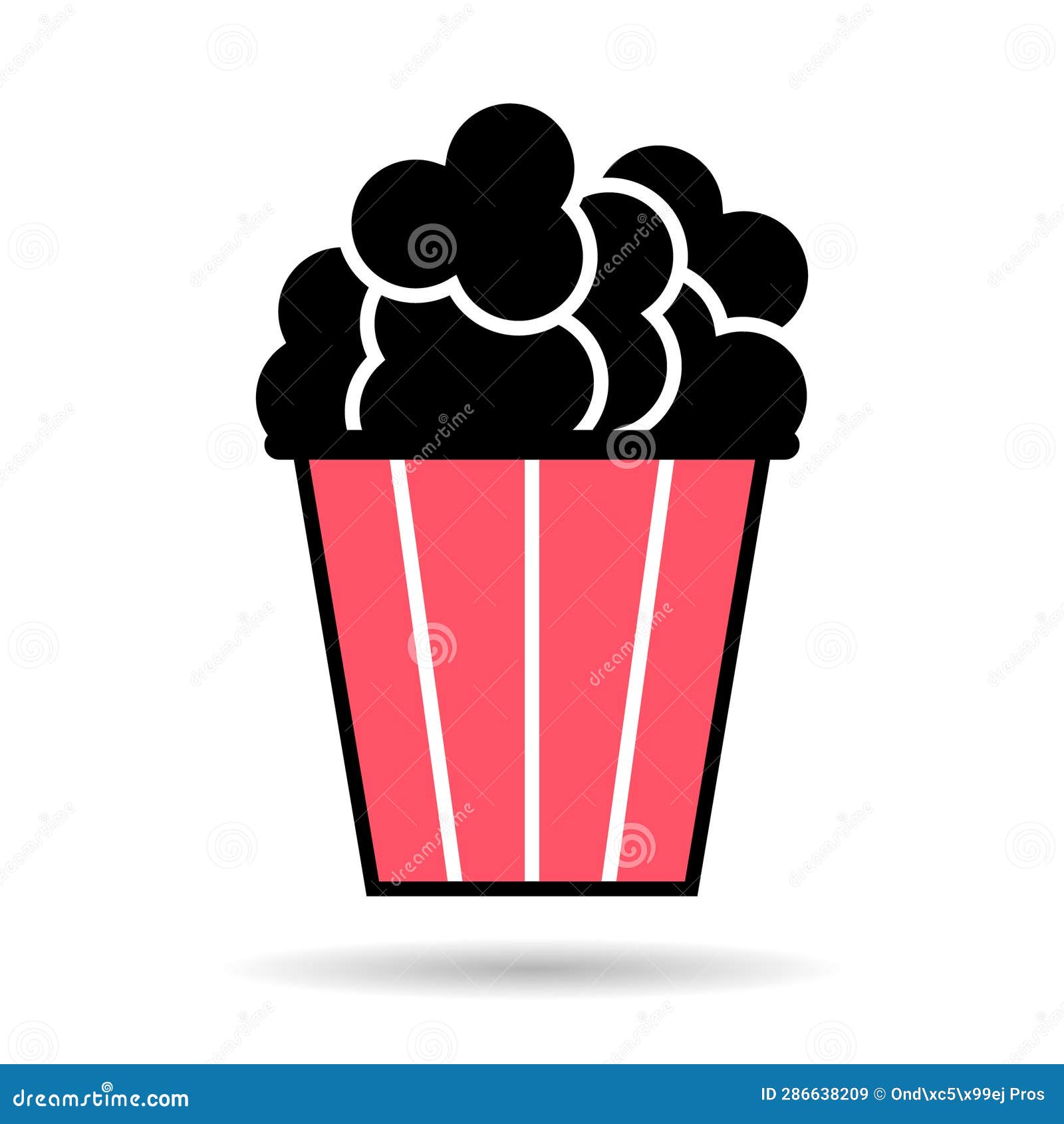 Popcorn Food Design Shadow Icon, Web Corn Box Snack Flat Vector ...
