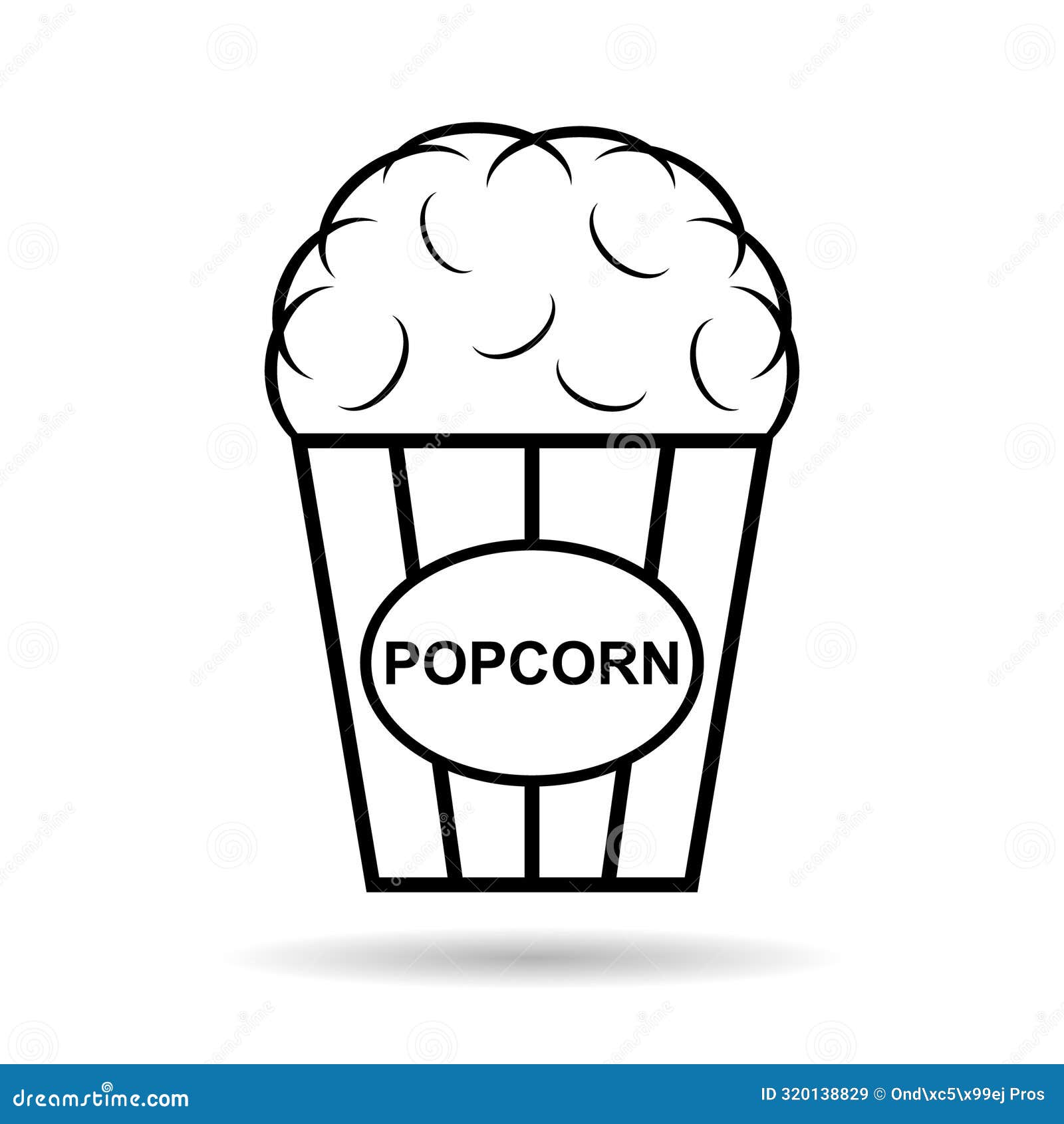 Popcorn Food Design Shadow Icon, Web Corn Box Snack Flat Vector ...