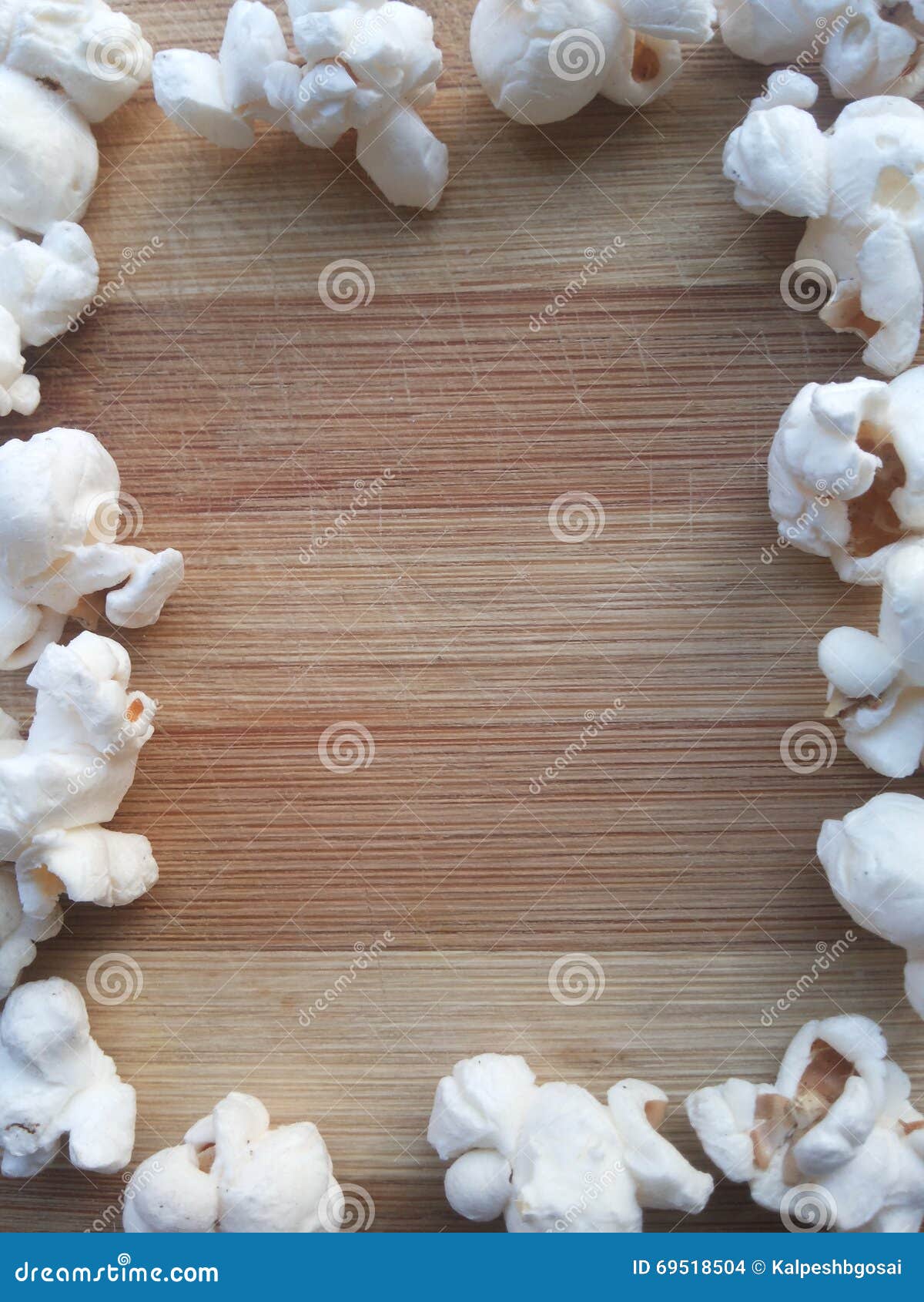 Popcorn Frame on Wooden Background Stock Photo - Image of flavor, food ...
